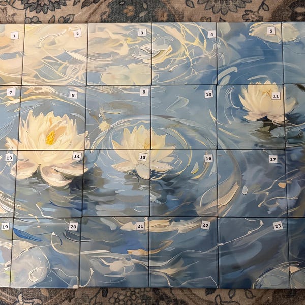 Water Lilies Tile Mural: Tranquil Aquamarine Bathroom Decor - Etsy