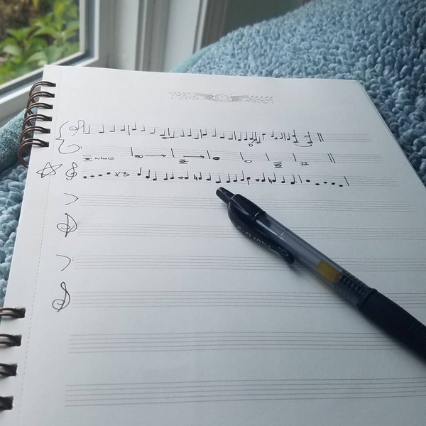 Designer Music Composition Notebook - Hardcover A4 100/120p Perforated ...