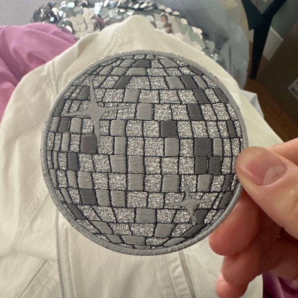 Disco Ball Embroidered Patch - Backpack Patch - Messenger Bag Patch - Embroidery - Glitter Disco ...