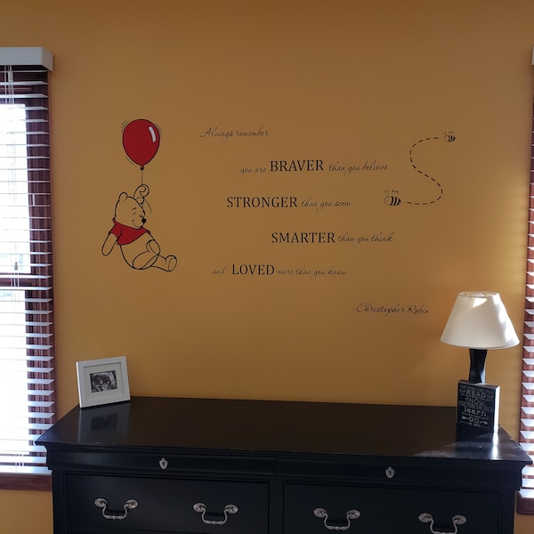 You Are Braver Than You Believe, Pooh Quote Decal, Wall Decal Winnie ...