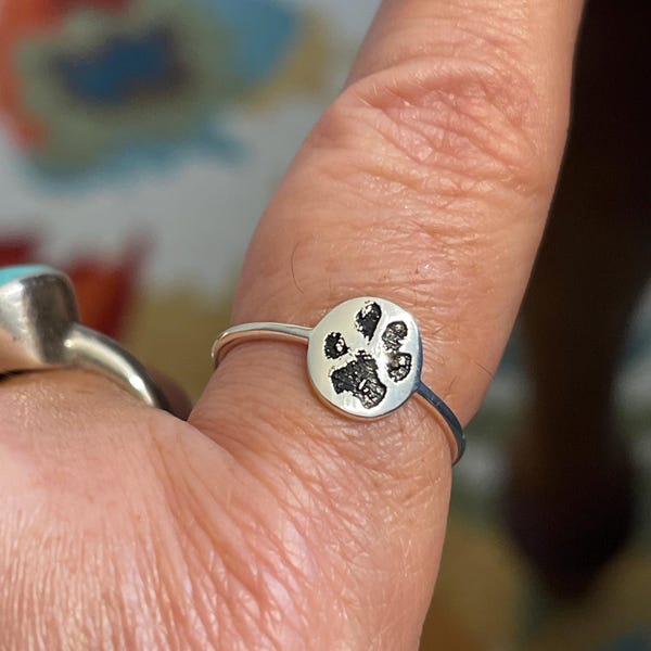 Personalized Paw Print Ring •pet Memorial Gift •custom Paw Print Ring ...