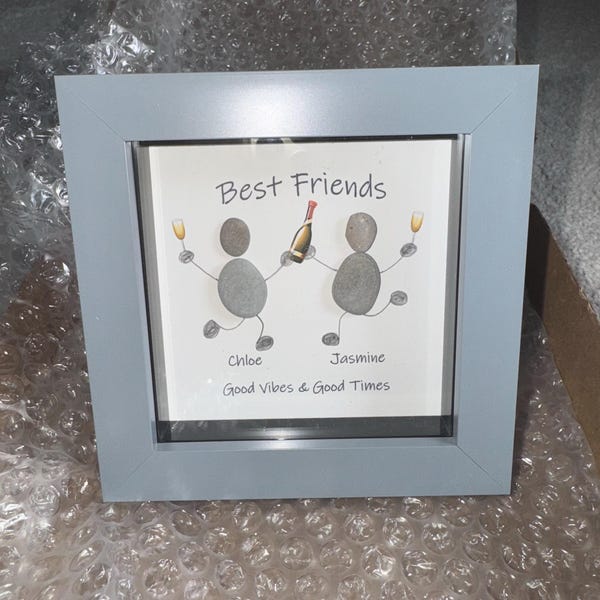 Best Friends Pebble Picture Gift, Handmade Personalised Friendship Art ...