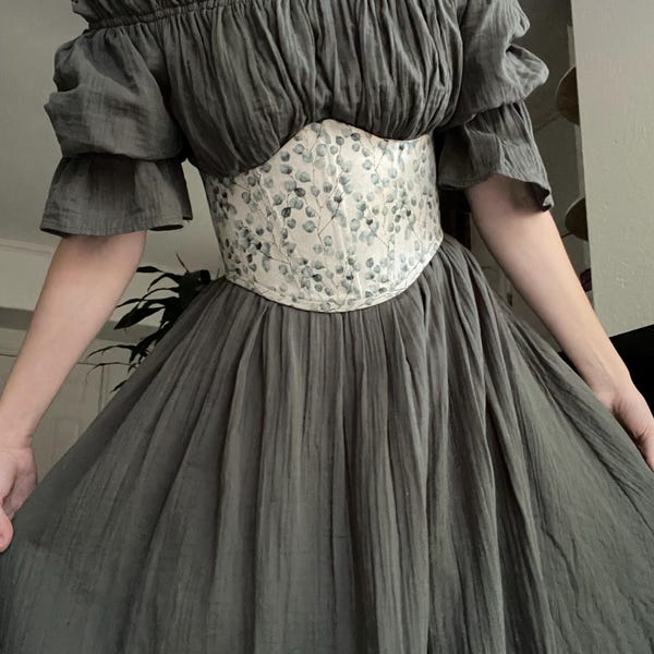 Renaissance Corset Bodice, Solid Color Corset Stays, Cottage Core ...