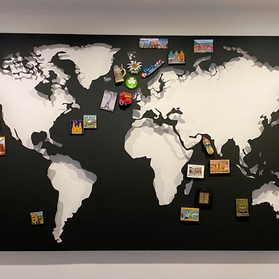 Metal World Map Continents, Interior Metal Sign, Metal Wall Art, Metal ...