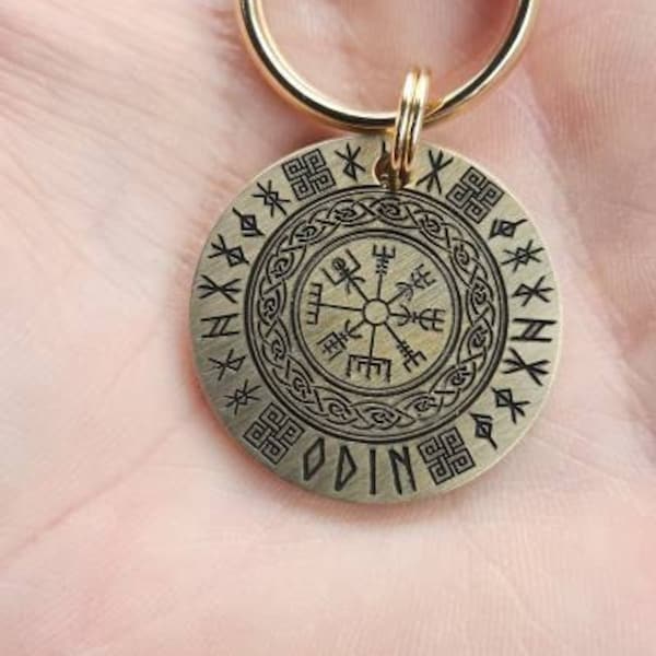 Nordic Viking Dog Tag, Norse Viking Runes Keyring, Tribal Celtic Aztec ...