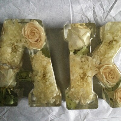 Custom, Resin, Art, 4.5 Letters, Alphabet, Preserved Flowers, Flowers ...