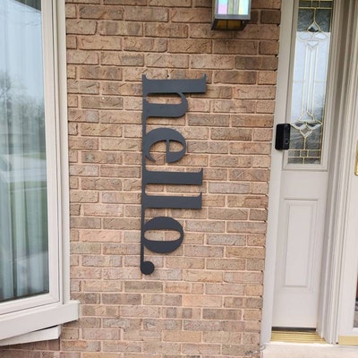 Metal Hello Sign, Front Door Decor, Front Porch Decor, Vertical Welcome ...