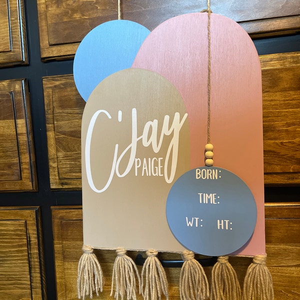 BOHO Baby Hospital Door Hanger Sign | Baby Shower Gift | Nursery Sign ...