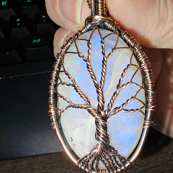 Red Flash Labradorite Gemstone Pendant Copper Wire Wrapped Pendant ...