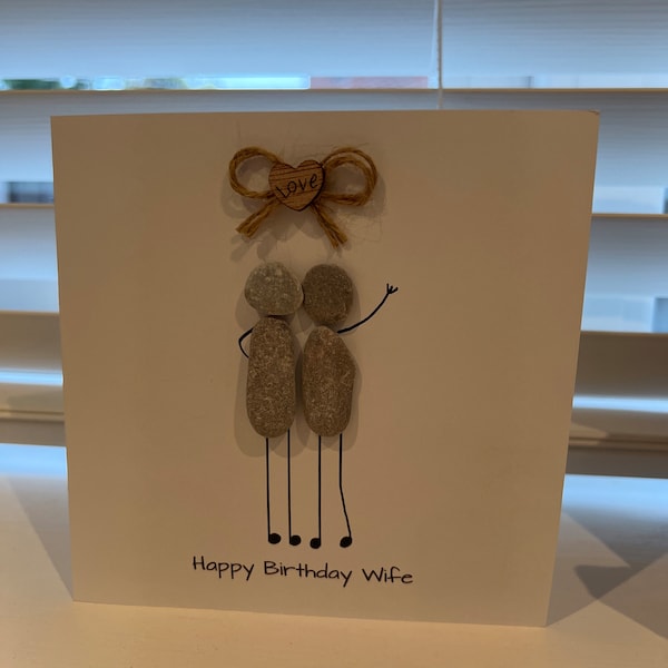 Personalised Happy Birthday Pebble Art Card - Etsy