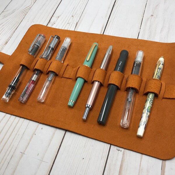Personalized Fountain Pen Case Hand Crafted, Top Grain Leather Roll ...