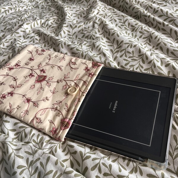 Floral Book Sleeve With Pocket, Padded Book Cover, Book Jacket, Fabric ...