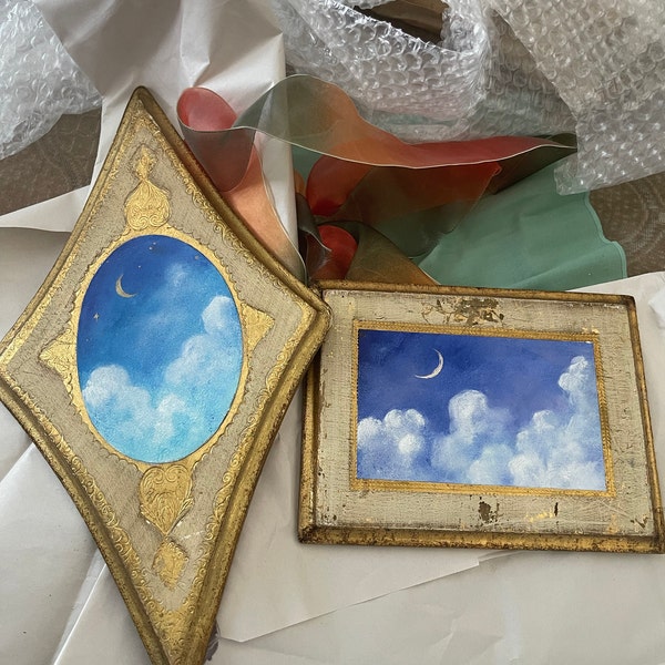 Mini Moon } Hand Painted Moon Phase Art Gallery Wallpaper Vintage Frame ...