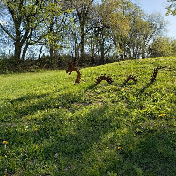 Rusty Metal Dragon Garden Sculpture / Sea Serpent Garden Sculpture ...