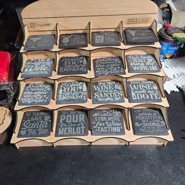 Extra Wide Retail Coaster Counter Display Stand, 16 Pocket, 4x4 Inch ...