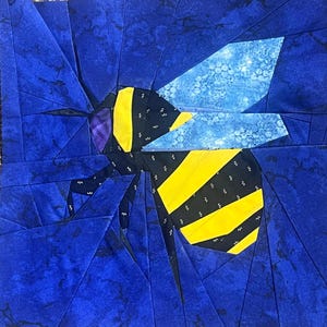 8” 10" 12" FPP Bumble Bee Quilt Block Pattern: Foundation Paper Piecing ...