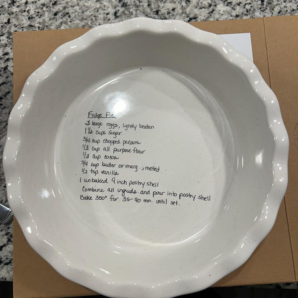 Personalized Pie Plate | Hand Written Recipe | Dad's Recipe Pan ...