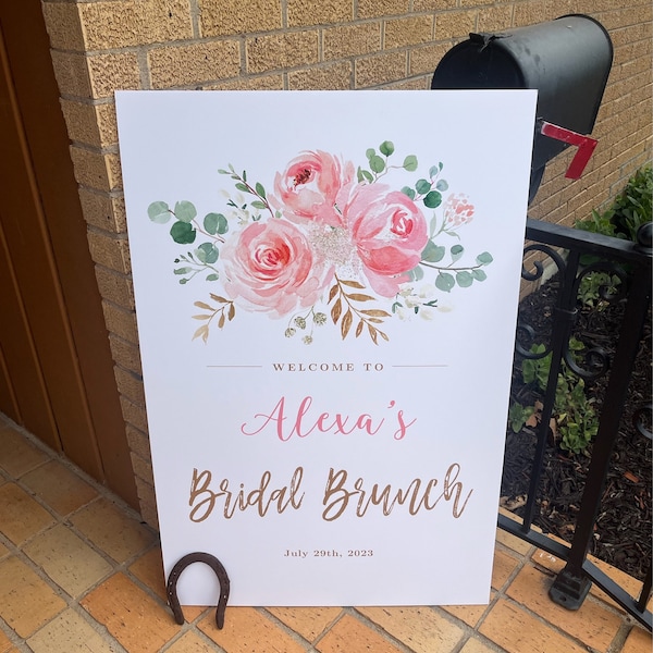 Blush Pink Floral Bridal Brunch Welcome Sign, Printable Bridal Brunch ...