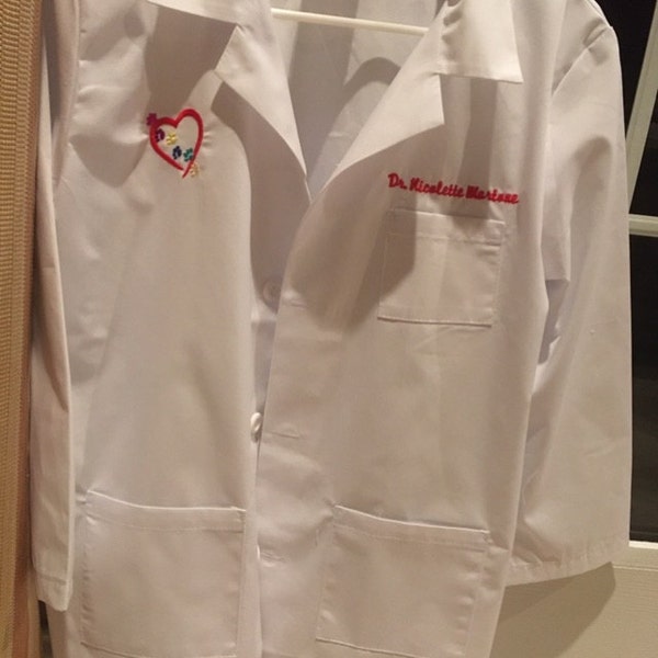Kids Veterinarian Lab Coat With Heart and Paw Prints Embroidery Design ...