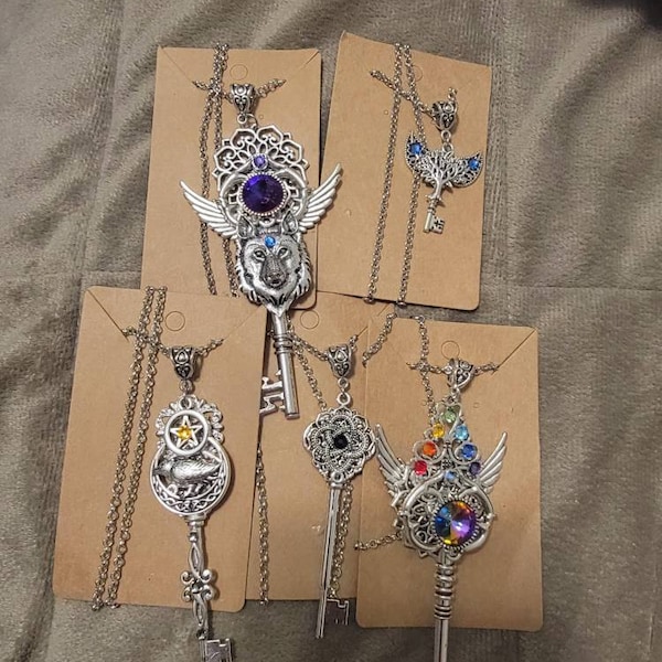 Skeleton Key Necklace "nightwatcher" - Crow Pentacle Moon Key to My ...