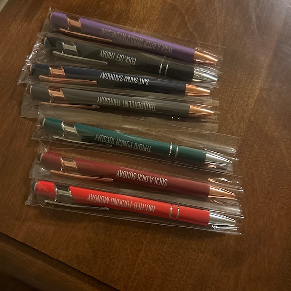 Offensive Days of the Week Pen Quotes, Funny Pen Set of 7, Adult Humor ...