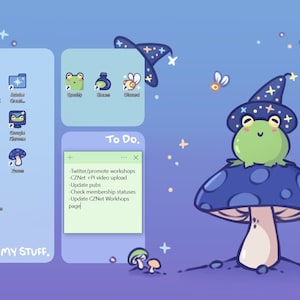 Wizard Frog Computer Desktop Theme Background Wallpaper Organizer Set ...