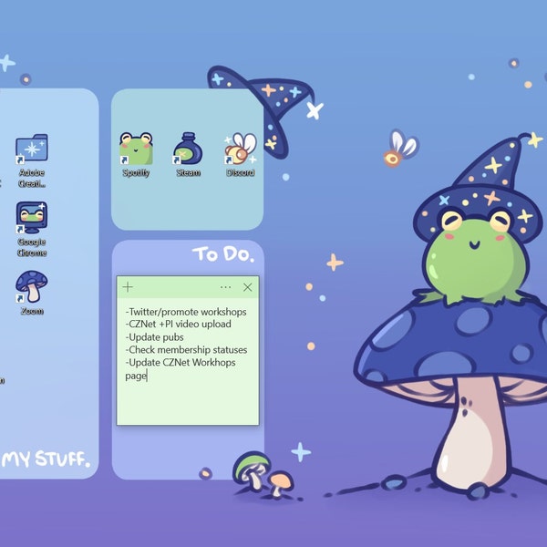 Wizard Frog Computer Desktop Theme Background Wallpaper Organizer Set ...