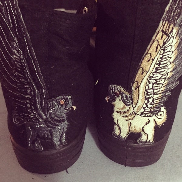 Epic Winged Pugasus Black and Fawn Pug Pair Dog Iron on Patch - Etsy