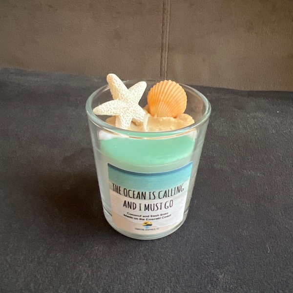 Beach Candle With a Real Seashell,light Scented Coconut Lime Ocean ...