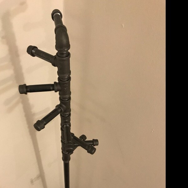 Black Pipe Coat Rack Industrial Style Free Standing Metal Spiral Coat ...