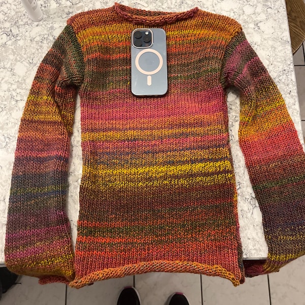 Handmade Striped Pink Knitted Jumper: Boho Hippie Knitwear - Etsy