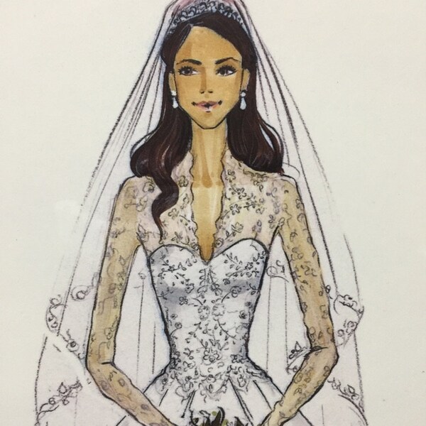 Bridal Fashion Illustration-bridal Sketch-bride Fashion Sketch-bride ...