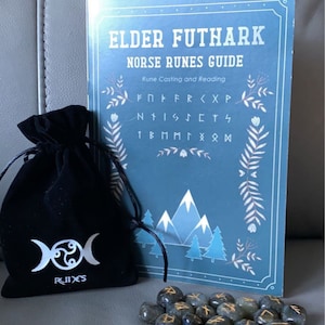 Rune Stones Gift Set Includes 21 Page Guide Book and Free Satin Lined ...