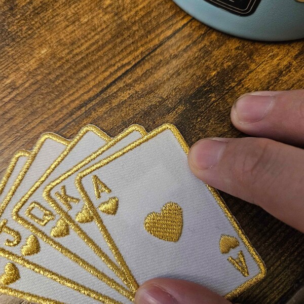 ID 8613 Royal Flush Poker Card Hand Gambling Embroidered Iron on ...