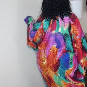 Red Long Floral Kimono Lotus Kimono Batwing Sleeve Kimono Mujer ...