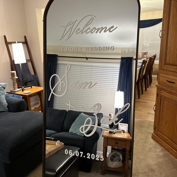 Custom Wedding Mirror Decal, Shower, Parties, Events, Personalized ...