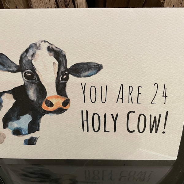 Holy Cow! Birthday Card |funny, Personalized Watercolor Dairy /jersey ...