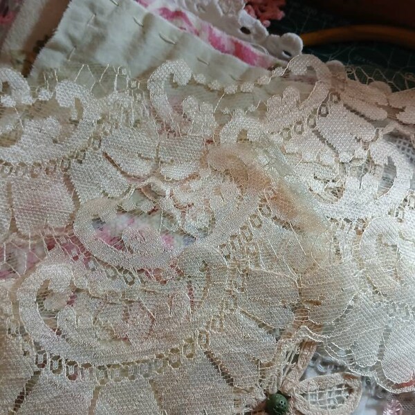 Vintage Linen, Cotton Pieces and Laces Set for Junk Journal, Slow ...