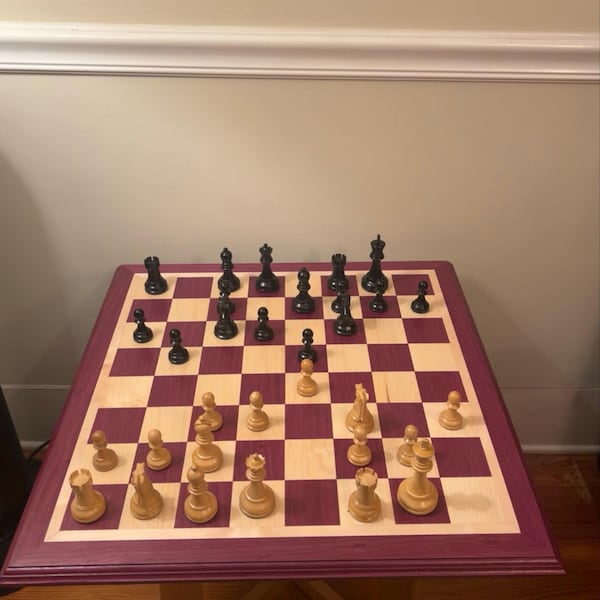 Handmade Chess Set, Purple Heart and Maple Chess Board, Purple Heart ...