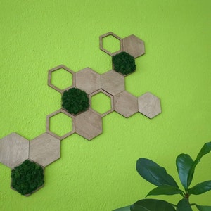 Wood Wall Art Geometric Hexagon Tiles Set of 11 Modern - Etsy