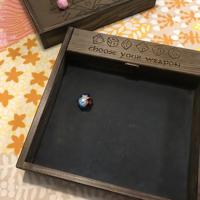 Custom Wooden DND Dice Box Tray RPG Dice Rolling Mat Tabletop Games D&D ...
