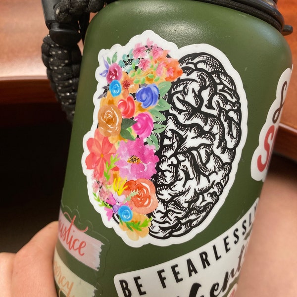 Floral Brain Sticker for Laptop, Brain Cancer Survivor Gift ...