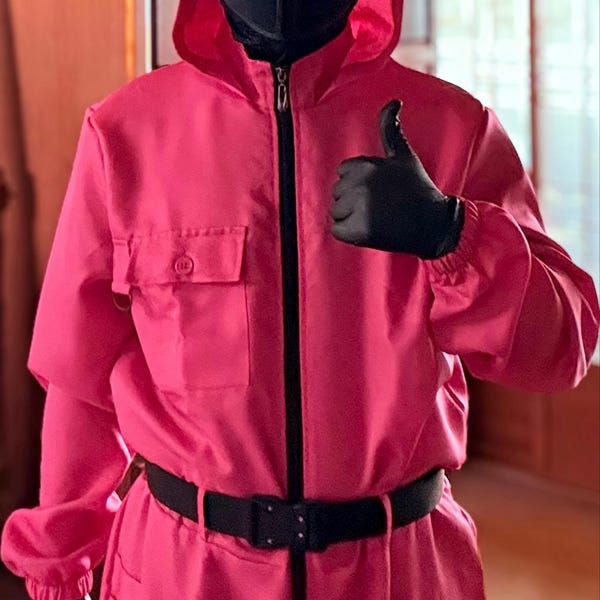 Front Man Costume Dark Grey Cloak With Mask and PU Leather Gloves ...