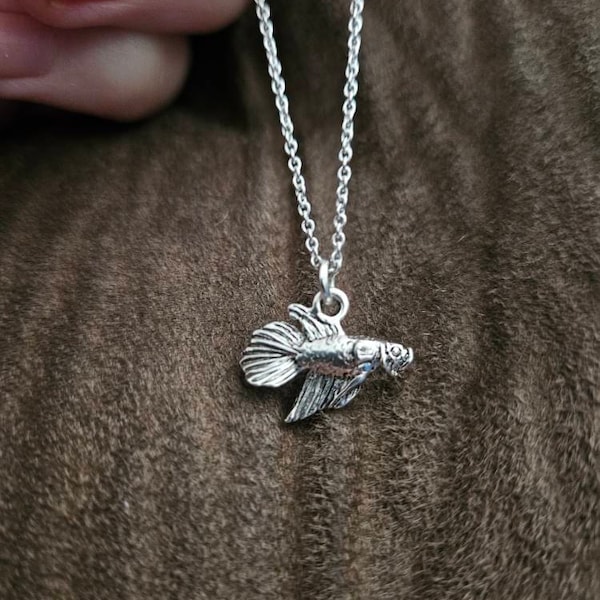 Betta Fish Initial Necklace - Betta Fish Jewelry, Fighting Fish ...
