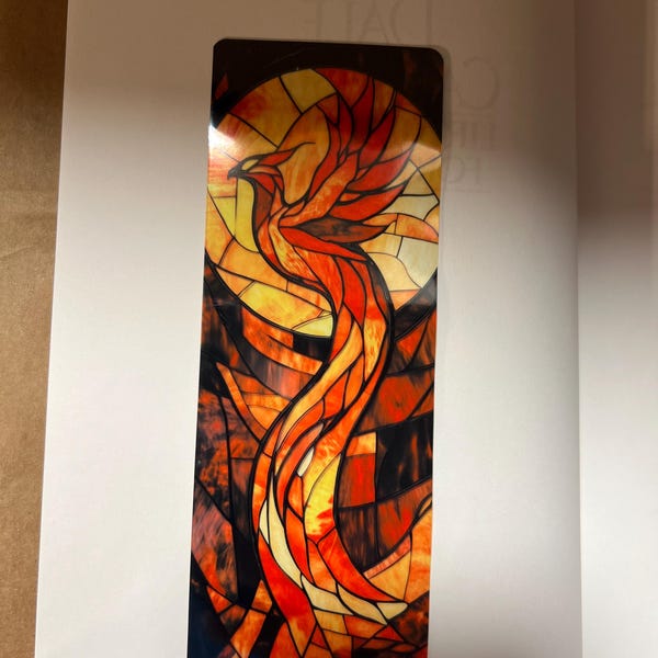 Rising Phoenix Bookmark – Handmade Mythical Creature Bookmark, Firebird ...