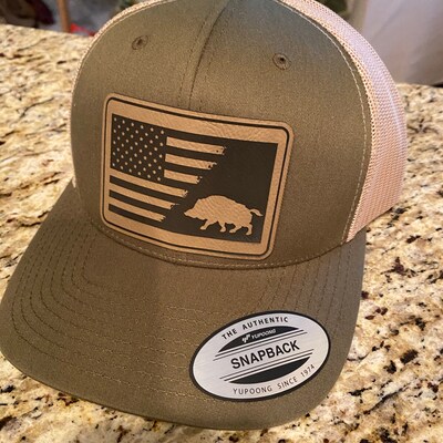 Wild Bore Leather Engraved Trucker Hat, Hog Hunting, Hunting Gift for ...