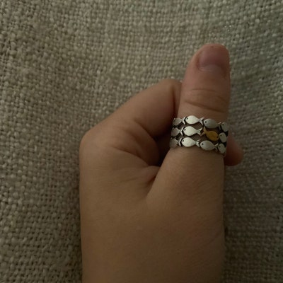 Swimming Against the Current. Sterling Adjustable Ring. School of Fish ...