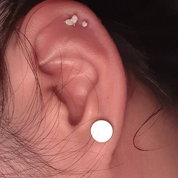 Titanium Vertical Dangle Hidden Helix Piercing, Threaded Flat Back Stud ...