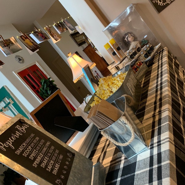 Popcorn Bar Sign, Popcorn Toppings, Make Your Own Snack Directions ...