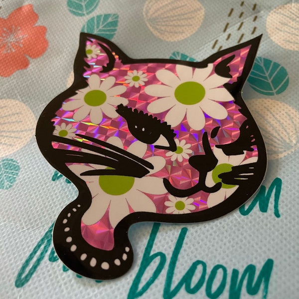 90's Winking Cat Stickers - 90s Vending Machine Flower Power Winking ...
